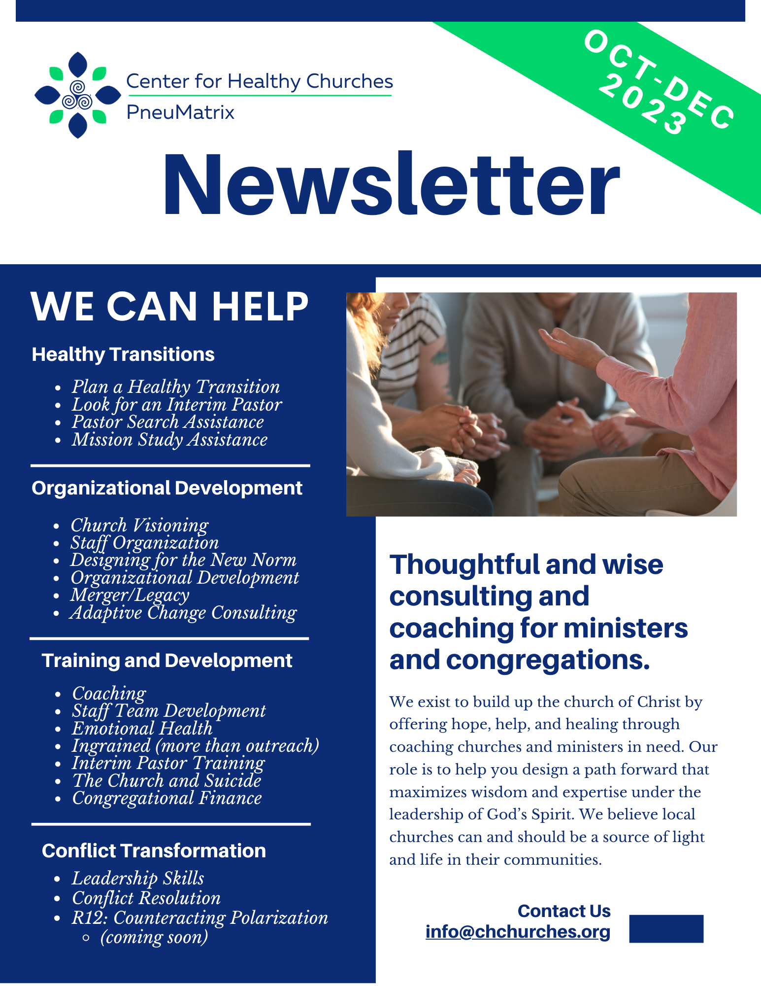 Newsletters - The Center for Healthy Churches & PneuMatrix